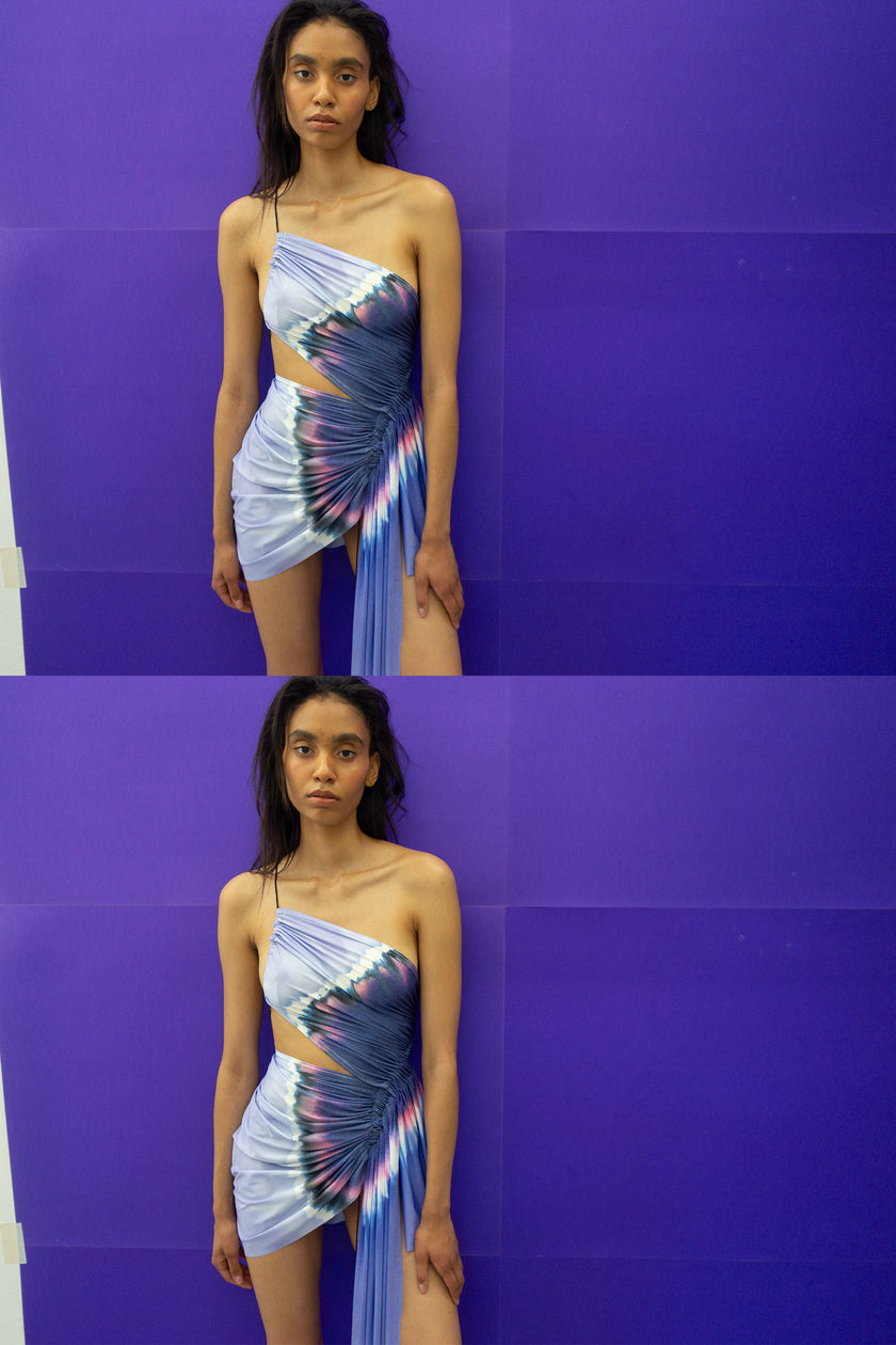 Signature mini tie-dye dress in purple/lilac – Fal-ash